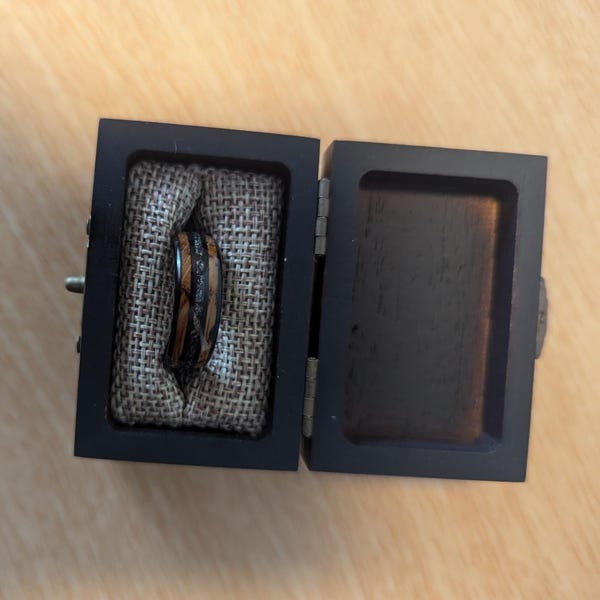 Mens Wedding Ring, Meteorite & Charred Whiskey Barrel Rose Gold ...