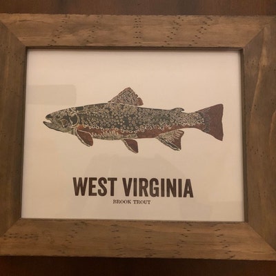 West Virginia State Fish, Map Art, Nature Outdoor Art, Vintage Map Art ...
