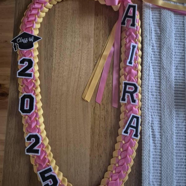 Personalized Grad Stole - Handmade 2025 Graduation Lei W/ Your Name ...