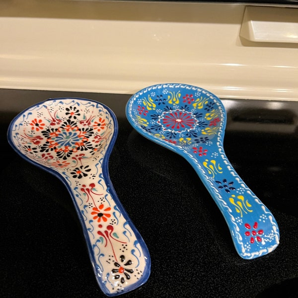 14 Color Ceramic Spoon Rest, Handmade Pottery, Spoon Rest, Kitchen ...