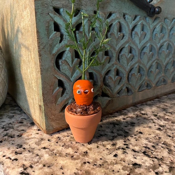 Funny Face Carrot Handmade Clay Sculpture Wall Art, Silly Clay, Food ...