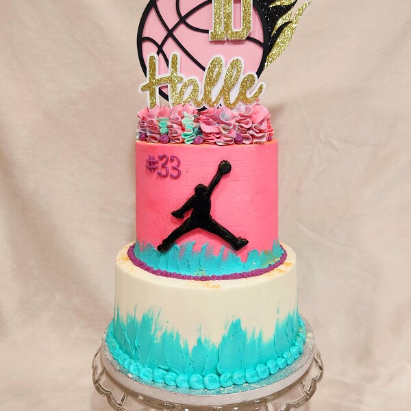 Basketball Cake Topper [script Lettering] - Girls Happy Birthday Party ...