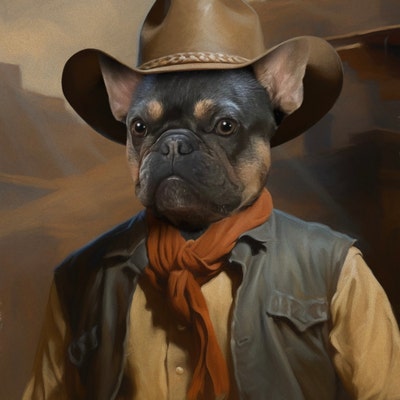 Custom Cowboy Pet Portrait, Western Dog Portrait, Cowboy Pet Gift, Dog ...