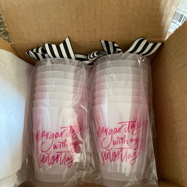 The Happiest Hour Party Cup | Set of 8 16oz Frosted Shatterproof Cup ...