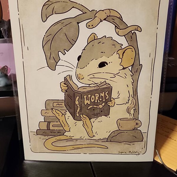 Bookworm Rat Art Print - Etsy