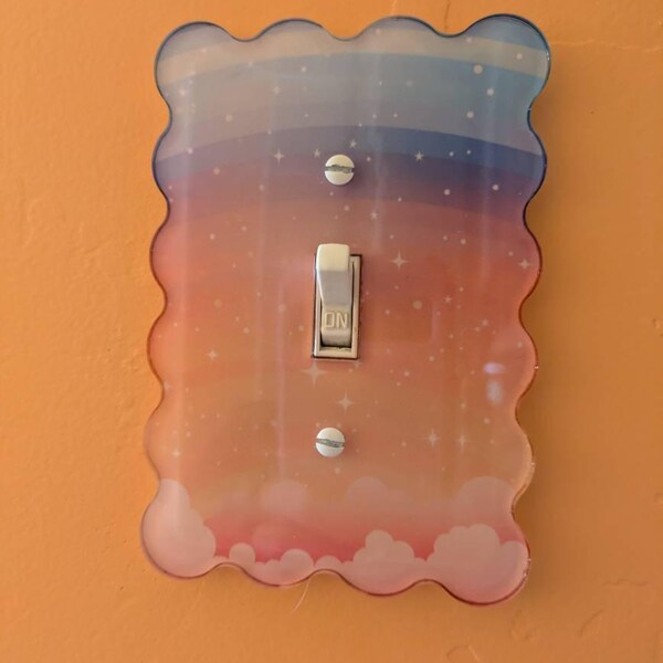Dreamy Rainbow Cloud Light Switch Cover, Laser Cut Acrylic, Home Decor ...