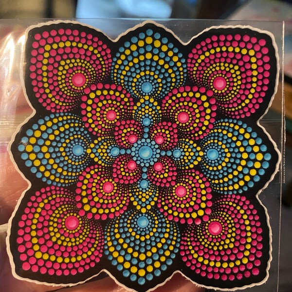 Mandala Vinyl Sticker, Dot Mandala Sticker, Waterproof Vinyl Sticker ...