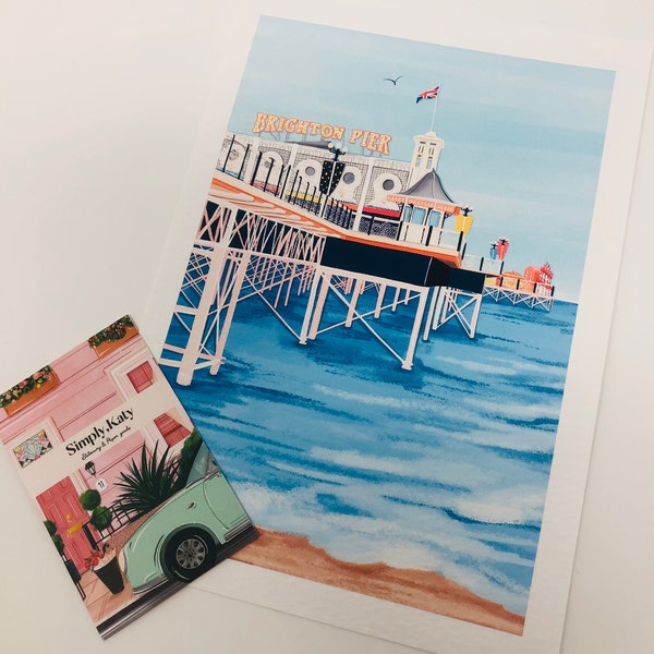 Brighton Art Print,brighton Pier Travel Print,east Sussex Poster,beach ...