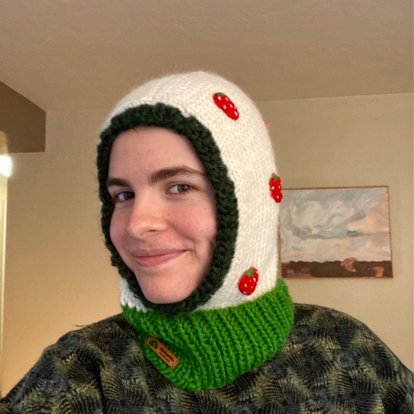 Balaclava Knit Strawberry Crochet Balaclava Woman Unique Winter Hat ...