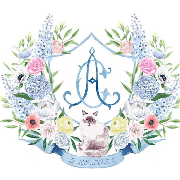 Bespoke Rich Floral Wedding Crest Baroque Inspired Crest Heraldry Rich ...