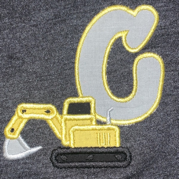 Digger Embroidery Design. Digger Applique Embroidery Design. Excavator ...