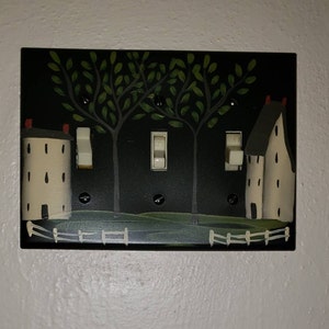 Light Switch Plate Covers Primitive Black With Saltbox and Colonials ...