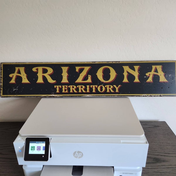 Distressed Arizona Territory Sign, Rustic Wooden Wall Decor - Etsy
