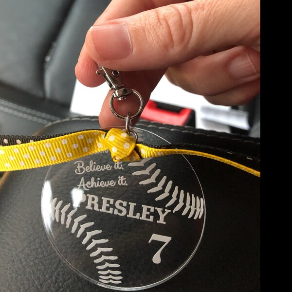 Softball Bag Tag, Softball Zipper Pull, Softball Gifts, Personalized ...