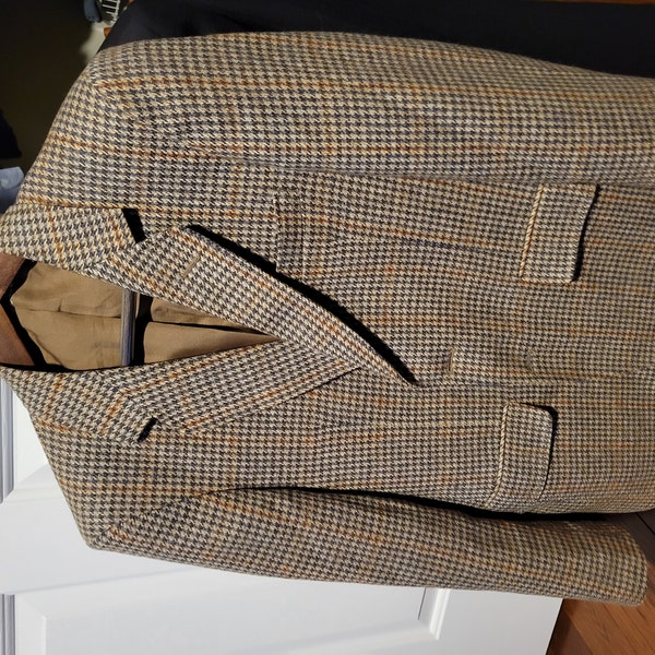 Daks Tweed Jacket, Size 42S, Grey Windowpane Check, Mens Tweed Blazer ...