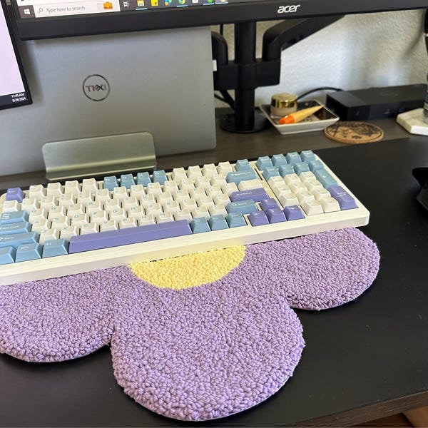 Flower Wrist Rest, Lavender Keyboard Rug, Pink Mushroom Punch Rug ...