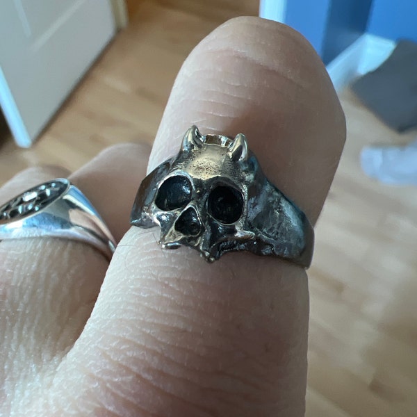 Skull Devil Ring - Sterling Silver - Skull Ring - Skull Jewelry - Etsy