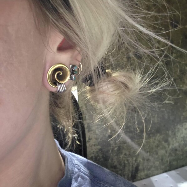 Swirl Ear Gauge With Pattern Gauge & Plug Earrings Saddle Plug Gauges for Stretched Ears Spiral ...