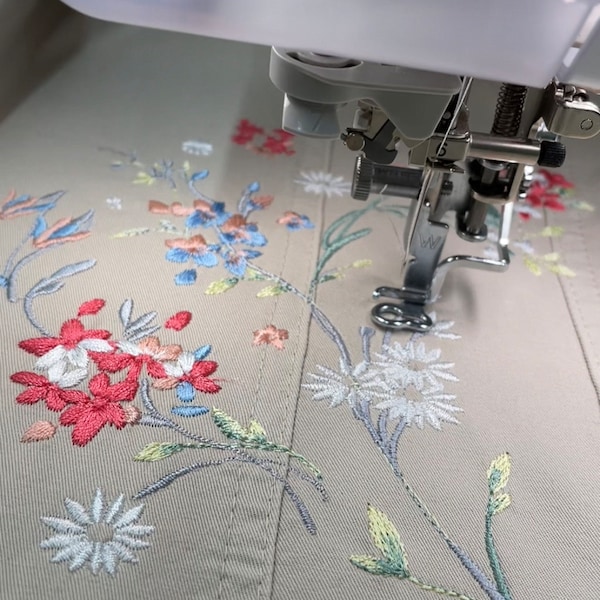 Wildflower Bouquet Machine Embroidery Design: Floral Sketch (digital ...