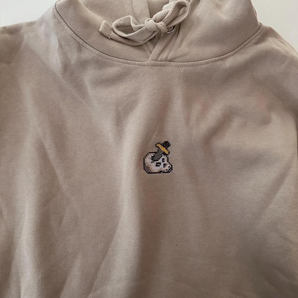 Bonfire Embroidered Pixel Art Sweater - Cross-stitch Pixel Art, Dark ...