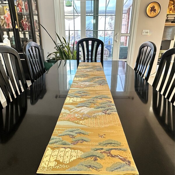 Magnificent Golden Silk Obi Decor, Four Seasons / Holy Cranes / Floral ...