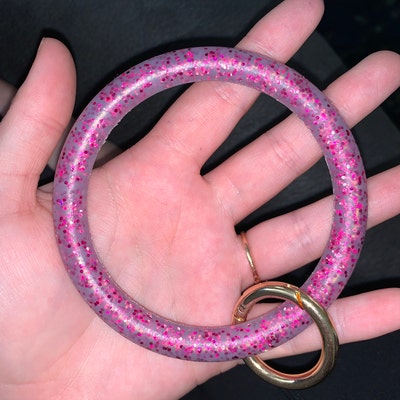 Glitter Silicone Bangle Bracelet Keychain,9 Colorslanyard Bracelet ...