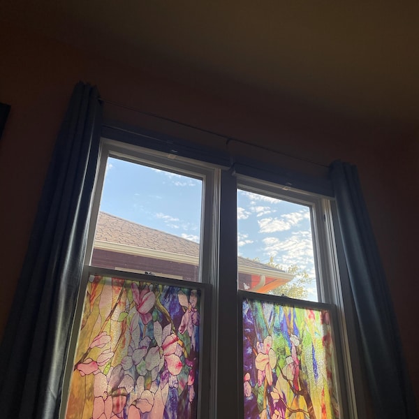 Custom Size Leaf Pattern PVC Electrostatic Privacy Glass Window Film ...