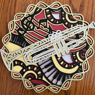 Trumpet Music Instrument Layered Laser Cut File Multi Layer Mandala SVG ...