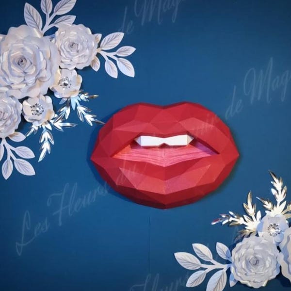 Papercraft 3D Lips Sculpture: Low Poly Wall Decor (PDF Template) - Etsy