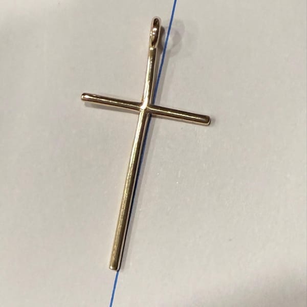 14k Gold Modern Cross Necklace ∙ Dainty Long Cross Necklace ∙ Skinny ...