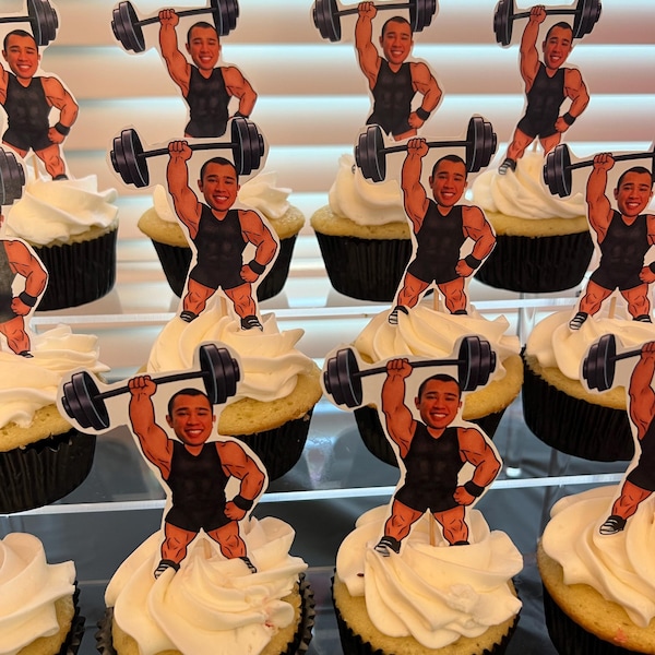 Weightlifter Cupcake Toppers Weightlifter Face Cupcake Toppers Workout ...
