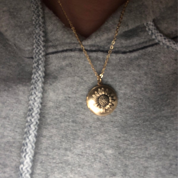 Sunflower Locket, Tiny Gold Locket, You Are My Sunshine, Custom Photo ...