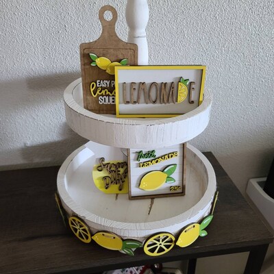 Lemon Tiered Tray Set Lemonade Tiered Tray Squeeze the Day Set of 7 DIY ...