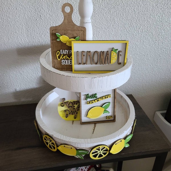 Lemon Tiered Tray Set | Lemonade Tiered Tray | Squeeze the Day | Set of ...