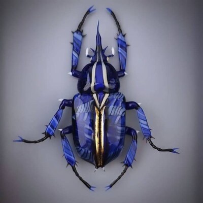 Glass Lucanidae Beetle, Cerambycidae Sculpture, Hand Blown Glass Insect ...