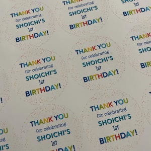 Thank You Stickers Birthday, Printed, Happy Birthday Labels ...