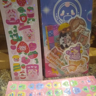 Cute Stickers, Clear Kawaii Stickers, Bunnies & Bears, Outline Stickers ...