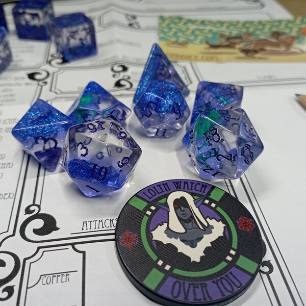 Lolth's Drow Exclusive 11 Dice Set | Underdark Chains & Spiders Dark ...