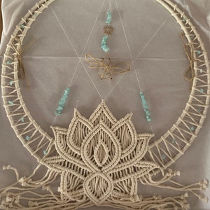 Light Blue Macrame Wall Hanging, Semi-circle Half-mandala Design on Oak ...