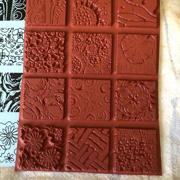VULCANIZED RED RUBBER 9 Collage Designs, Deep Etched, Journals, Clay ...