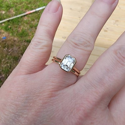 Solitaire Ring/ Radiant Cut 5x7mm Champagne Moissanite Engagement ...