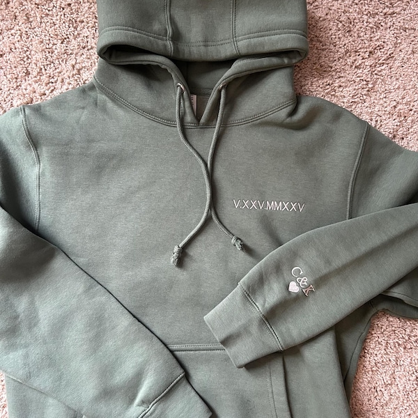 Custom Embroidered Initial Hoodie or Crewneck Sweatshirt Initial ...