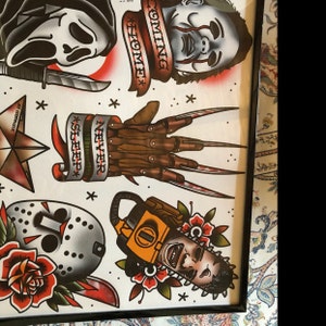 Horror Tattoo Flash Art Print - Etsy