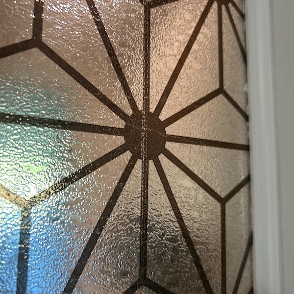 Custom Size Stained Glass Privacy Window Panel Elegant Blue and White ...