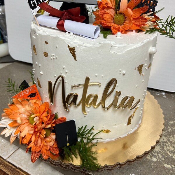 Acrylic Personalized Name Cake Charm Plaque in Cursive Script ...