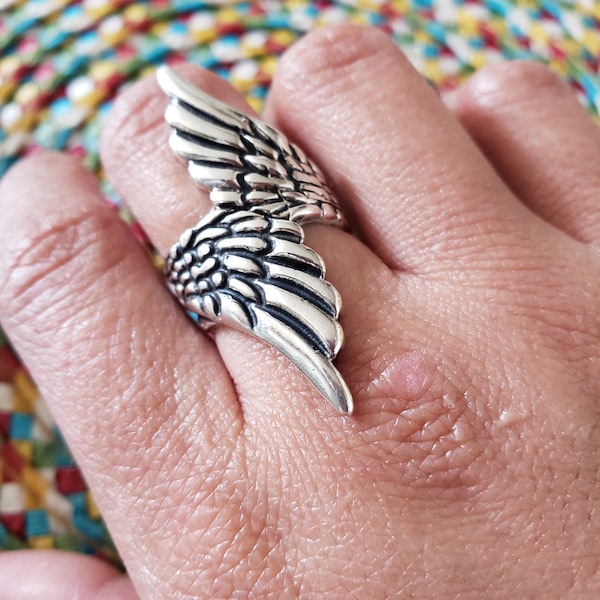 Handmade Angel Wings Wrap Ring: Sterling Silver or Bronze - Etsy