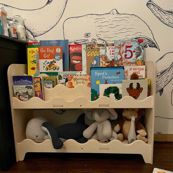 Montessori Bookshelf Toddler Bookcase Montessori Wooden Furniture ...