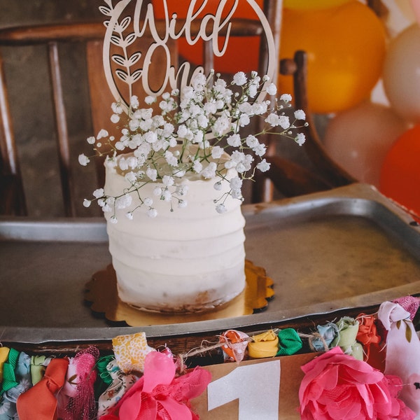 Wild One Flower Cake Topper Wildflower Baby Shower Floral Birthday Cake ...
