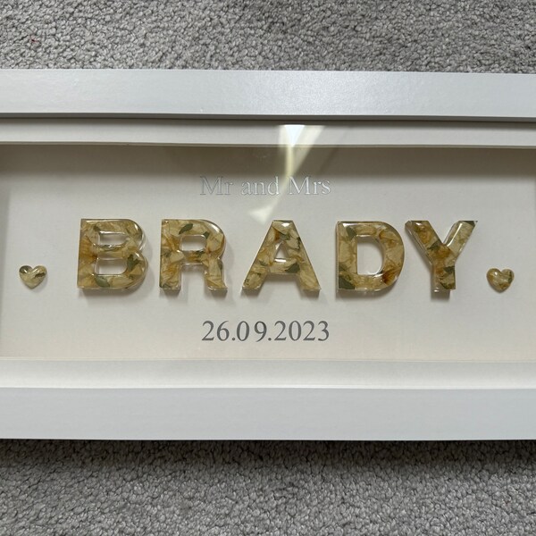 Personalised Name Frame With Real Flowers Flower Preservation, New ...