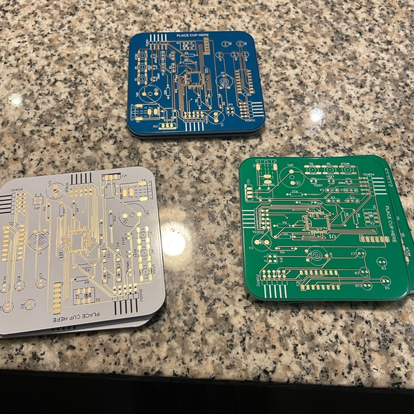 The Original: Set of 2 Coasters in Pcb-design With Gold Contacts for ...